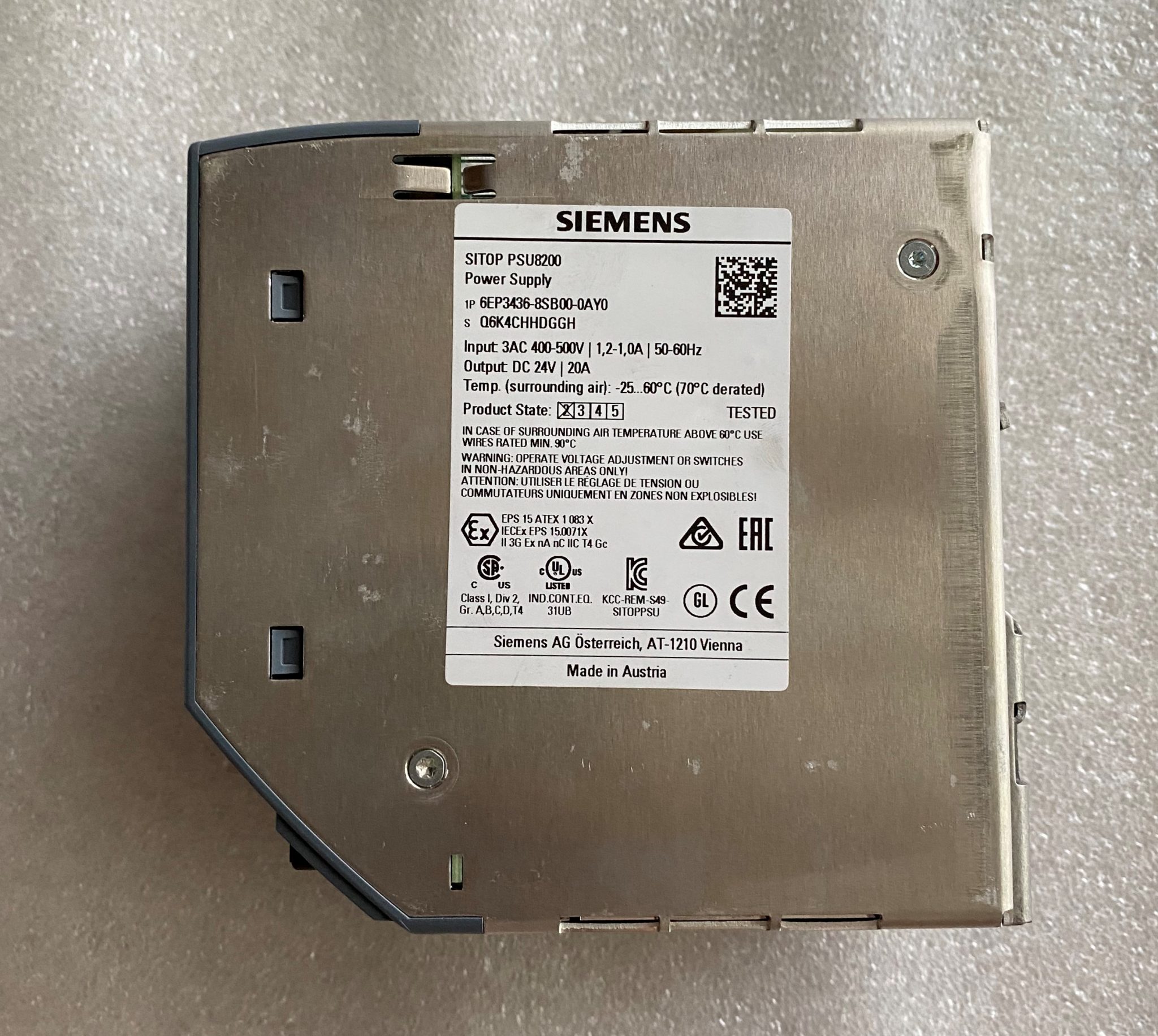 SITOP PSU8200 24VDC 20A "6EP3436-8SB00-0AY0" - SIEMENS CAPACITOR AND ...